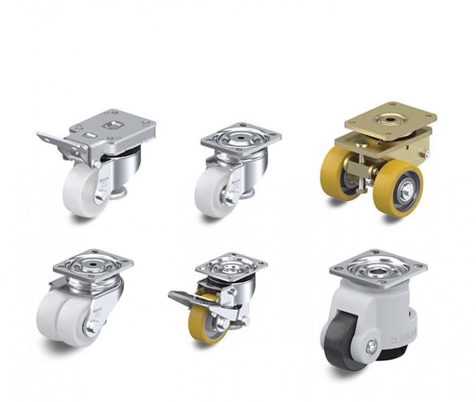 Compact and levelling castors - small castors for a stable hold ...